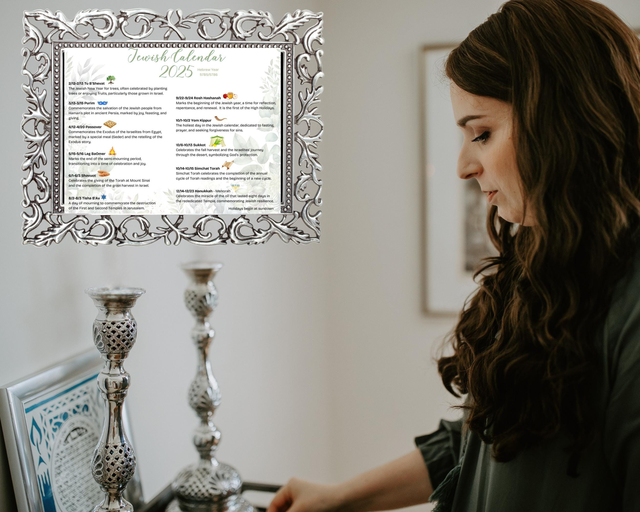 2025 Jewish Calendar, 5785 5786 Hebrew Calendar, Jewish Wall Art ...
