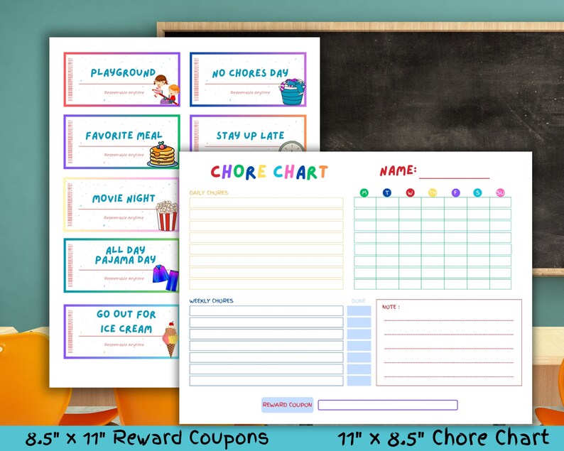 Editable Kids Chore Chart & Reward Coupons (printable) - Etsy