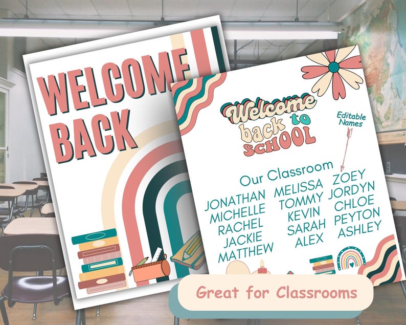 Boho Classroom Name Signs: Editable Welcome Back Decor (digital ...