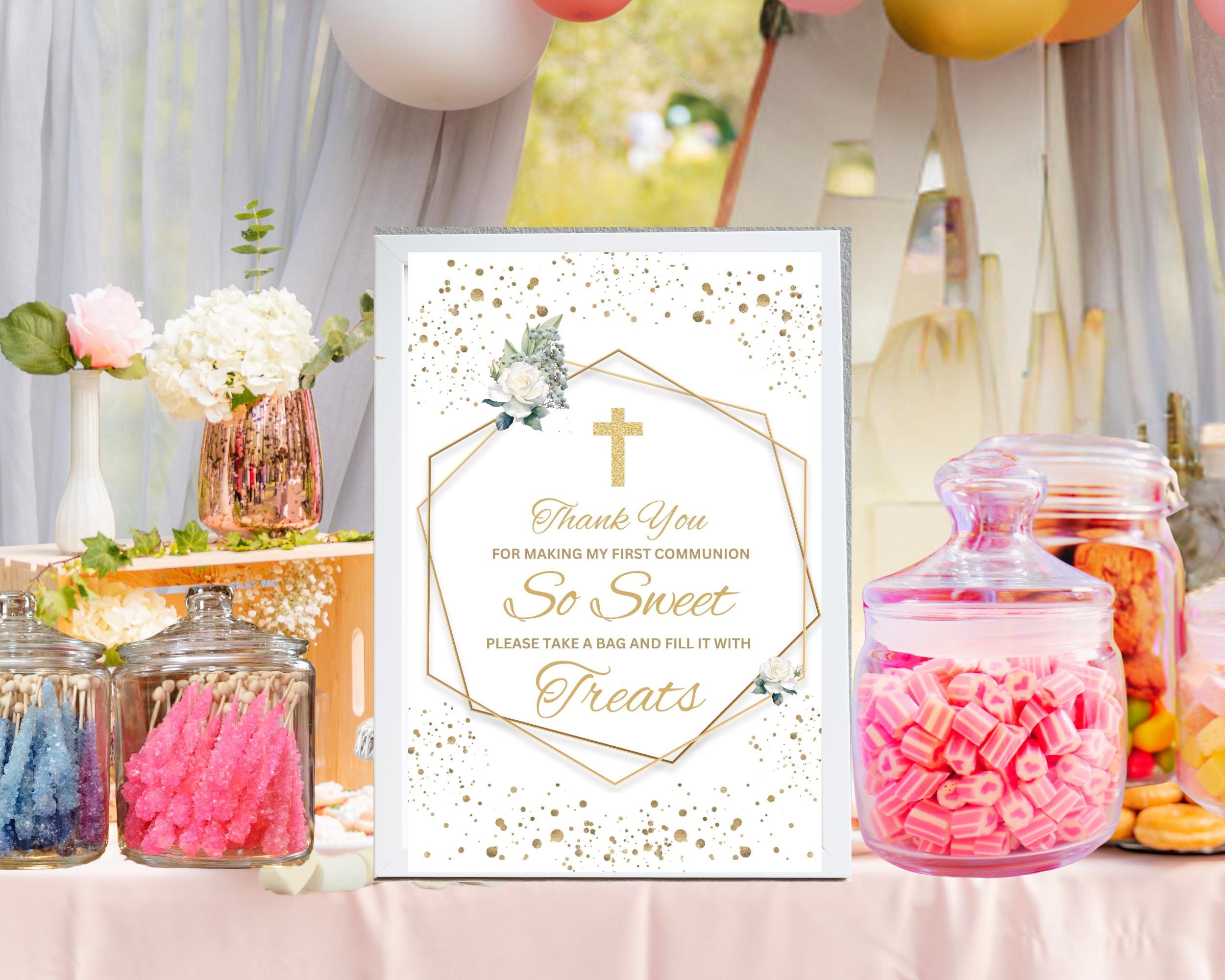 First Communion Candy Table Sign: Rustic Sweet Treats (digital Download ...