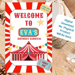 Editable Carnival Welcome Sign, Carnival Theme Party, Carnival Birthday ...