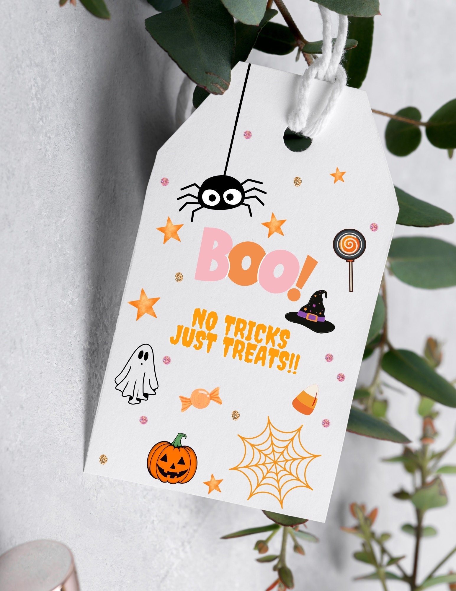 Printable Halloween Favor Tags, No Tricks Just Treats (digital Download ...
