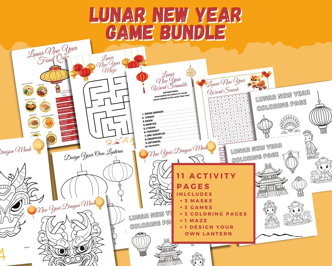 Chinese New Year Game Bundle, Lunar New Year Printable Game, Chinese ...