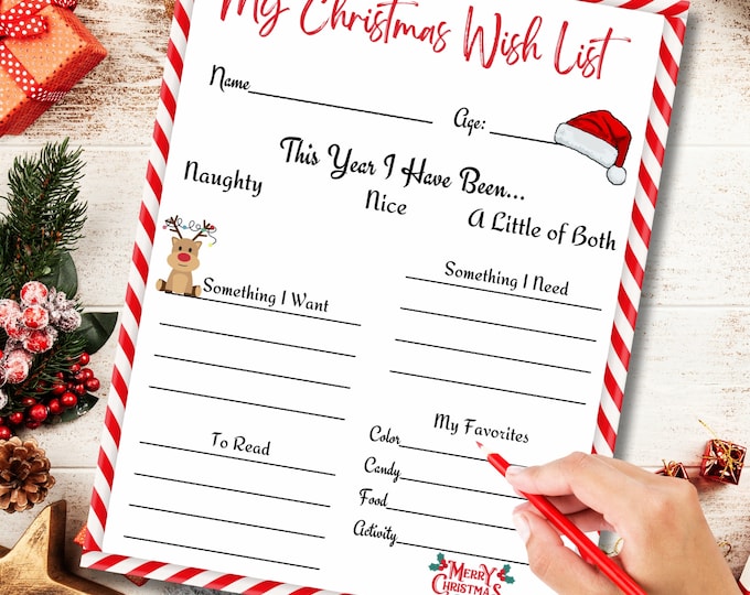 Letter to Santa Printable: Christmas Wish List Activity (digital ...