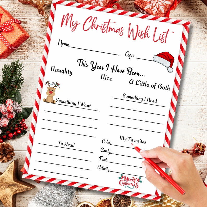 Letter to Santa Printable: Christmas Wish List Activity (digital ...