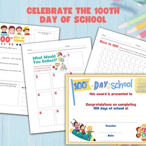 100th Day of School Printable Activities: Homeschool Classroom Game ...