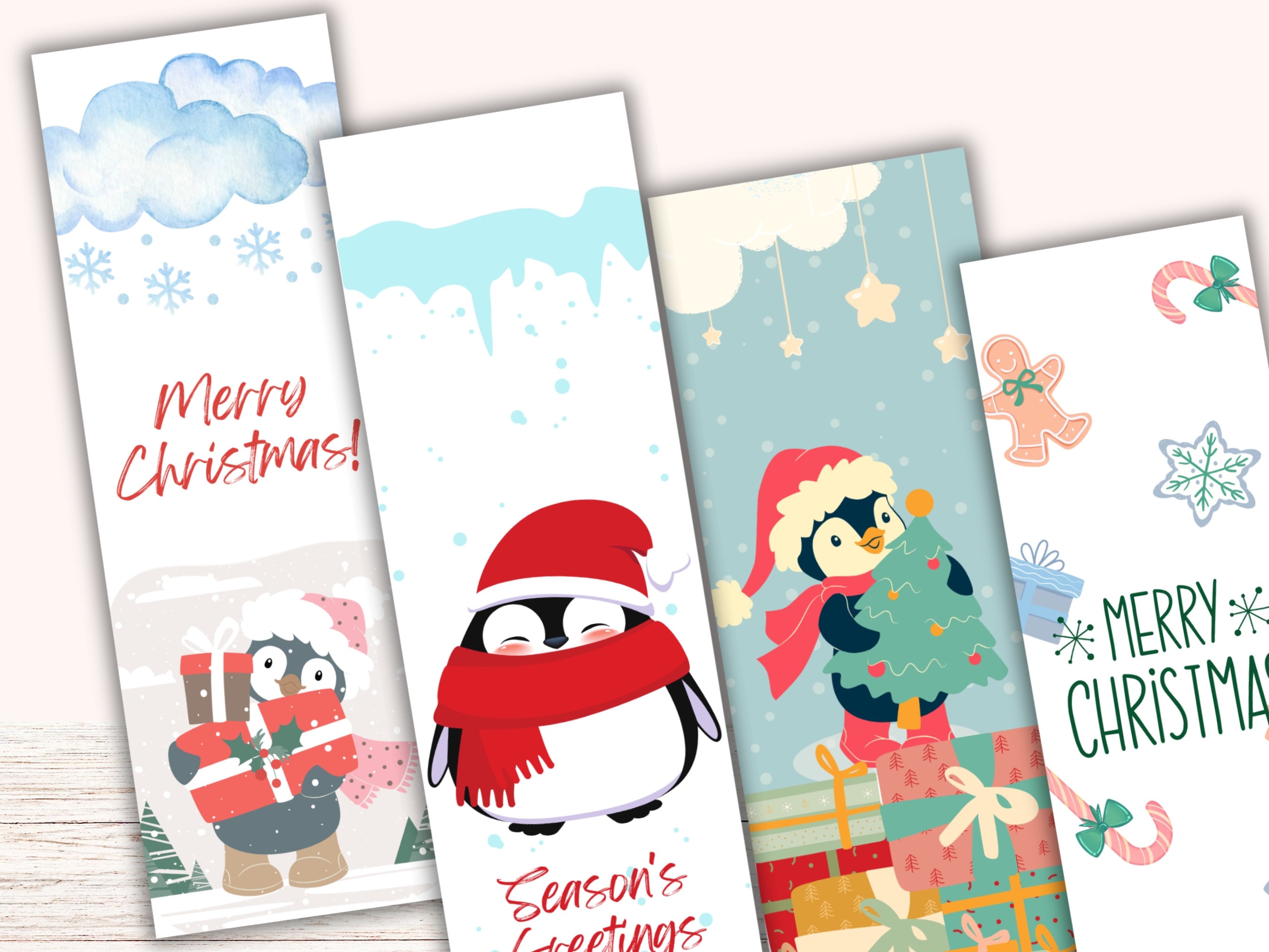Editable Bookmarks, 8 Christmas Printable Bookmarks, Stocking Stuffer ...
