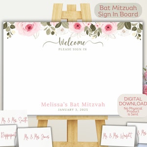 Editable Bar Mitzvah Bat Mitzvah Sign in Board, Welcome Sign ...