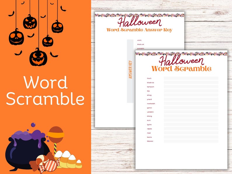 Halloween Games, Activity for Kids, Word Scramble, Name Game, Build A ...