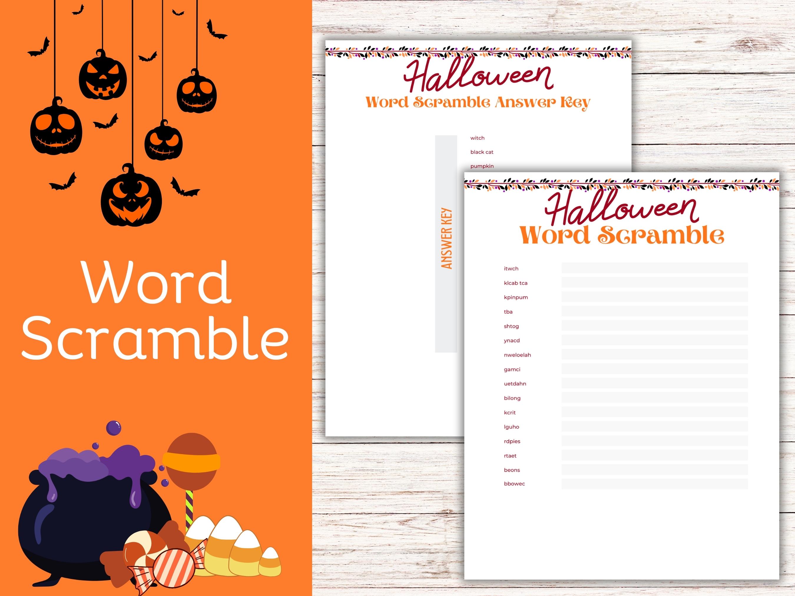 Halloween Games, Activity for Kids, Word Scramble, Name Game, Build A ...