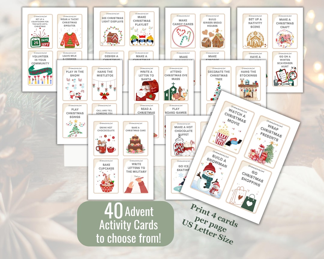 25 Christmas Advent Activity Cards, Advent Calendar, Christmas Activity ...
