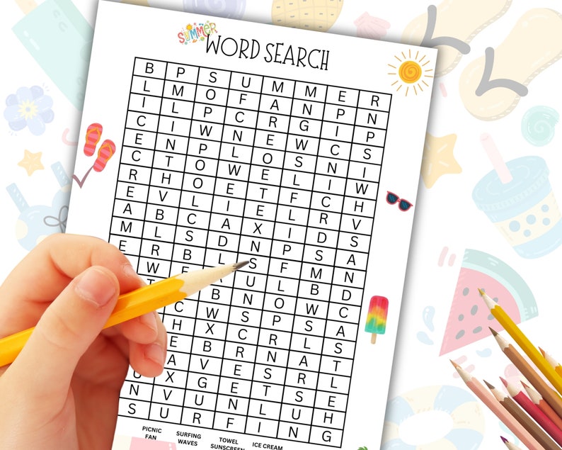 Summer Fun Word Search Printable, Beach Theme, Vacation Theme, Summer ...