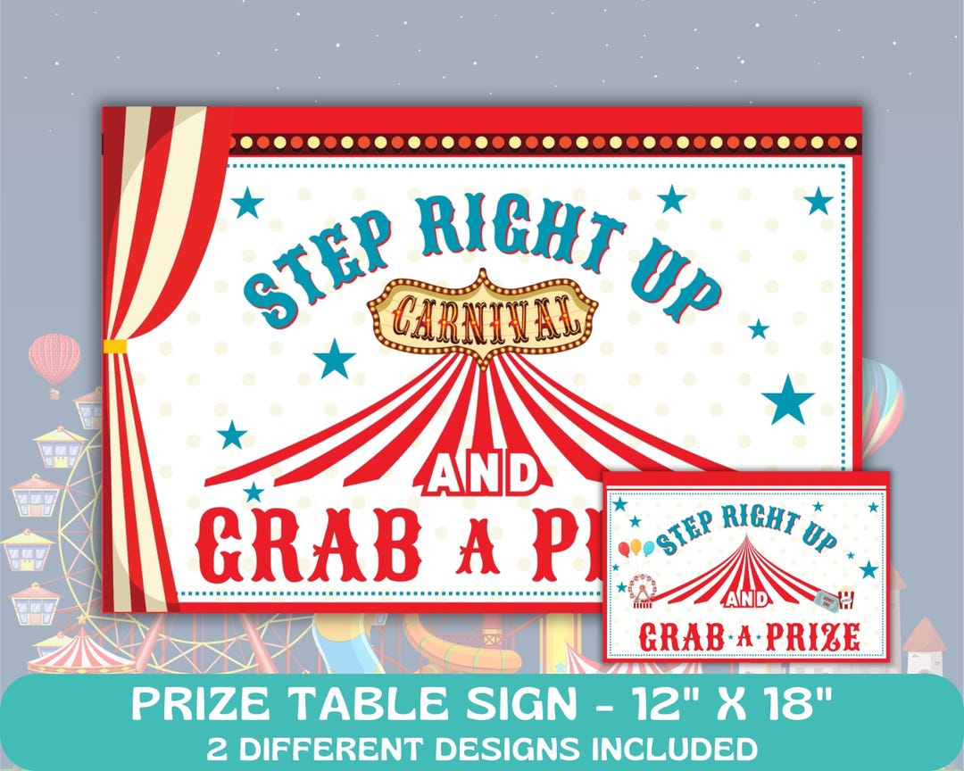 Carnival Prize Sign, Carnival Theme Party, Carnival Birthday, Happy ...