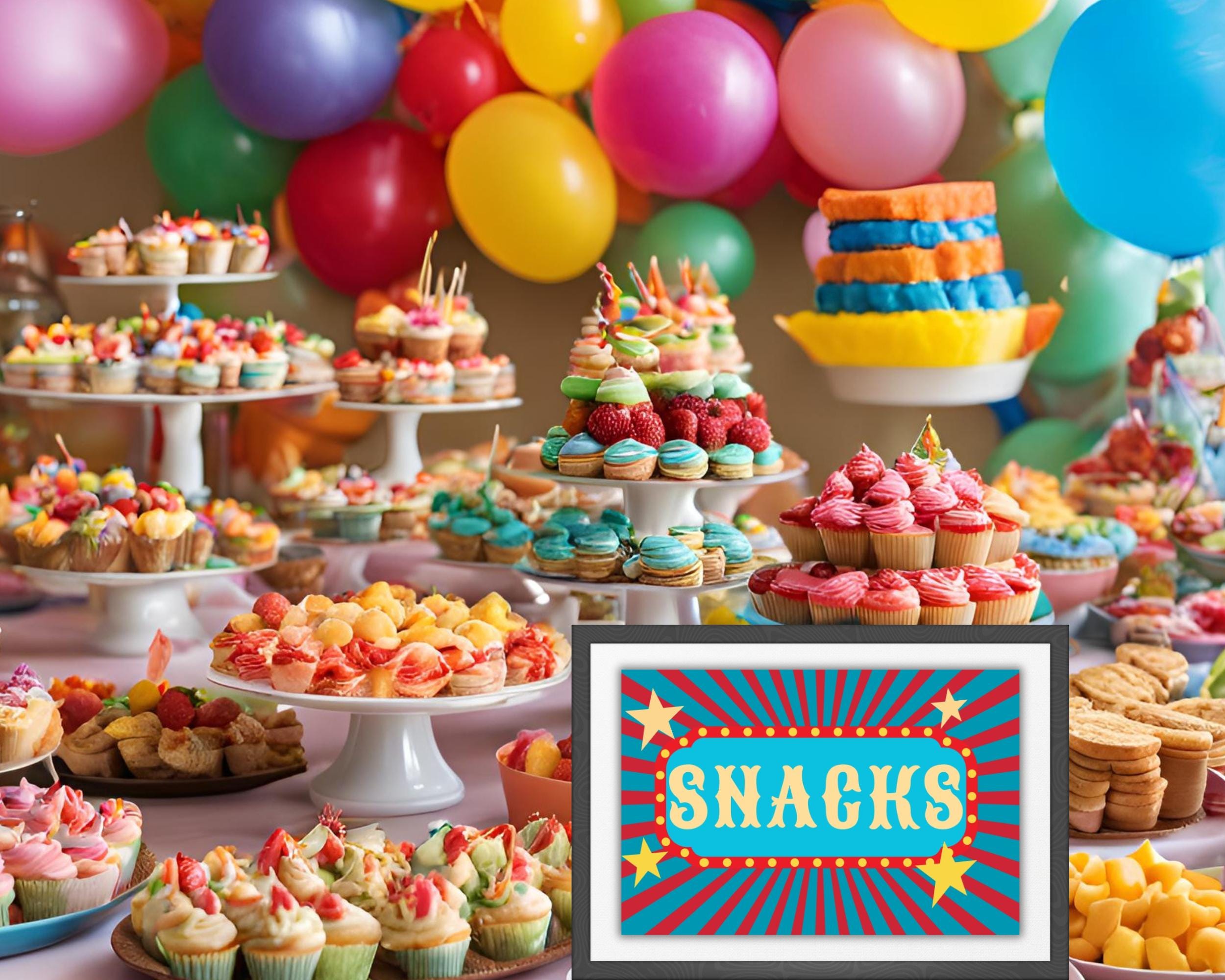 Carnival Snack Table Sign, Carnival Theme Party, Carnival Birthday ...