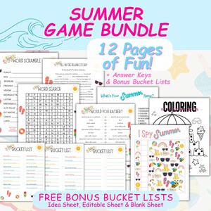 Summer Game Bundle Printable, Would You Rather, Word Scramble, Word ...