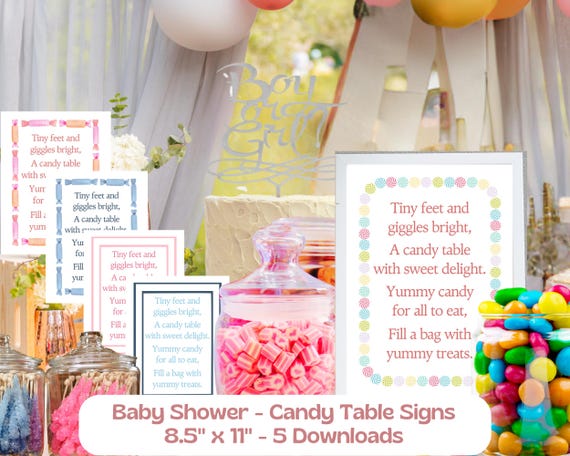 Baby Shower Candy Buffet Banners Sweet Table Sign Girl Communion Pink