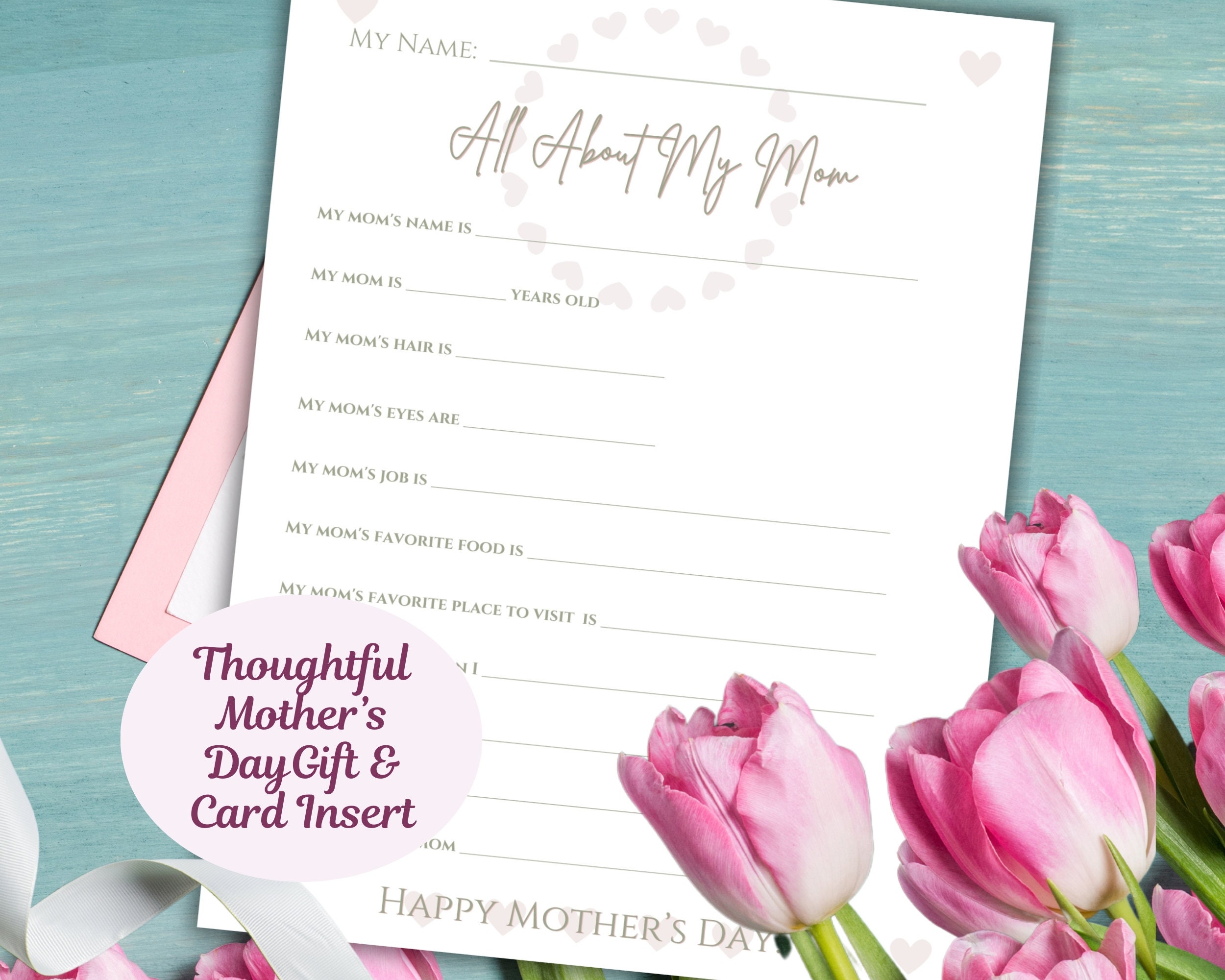 Printable, All About My Mom, All About Mom, Mother's Day Printable ...