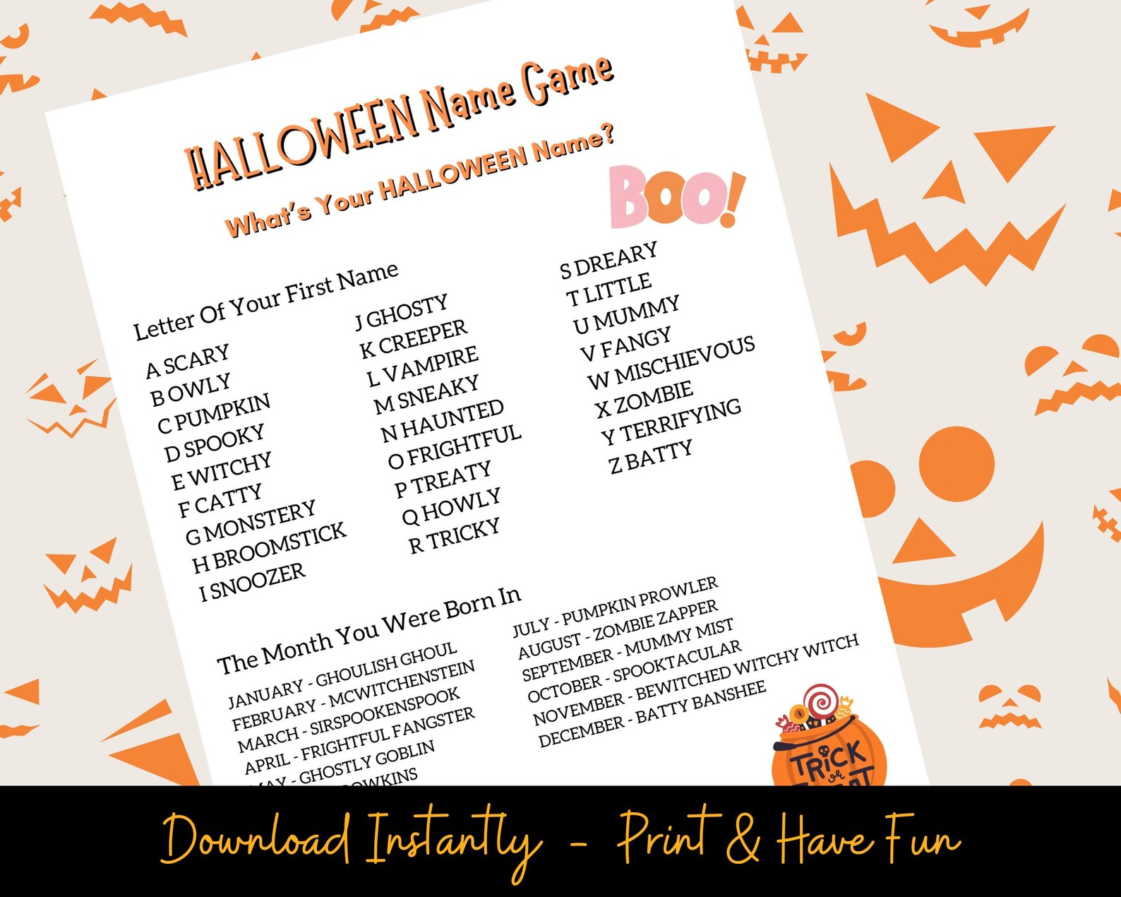 Halloween What's My Name Game, Halloween Theme Party, Halloween ...