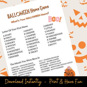 Halloween Name Game: Printable Party Activity (digital Download) - Etsy