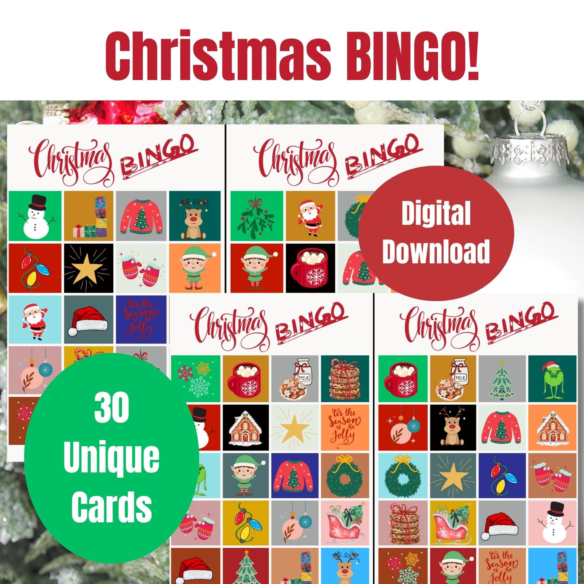 Christmas Bingo Cards Printable Christmas Bingo 30 Christmas - Etsy