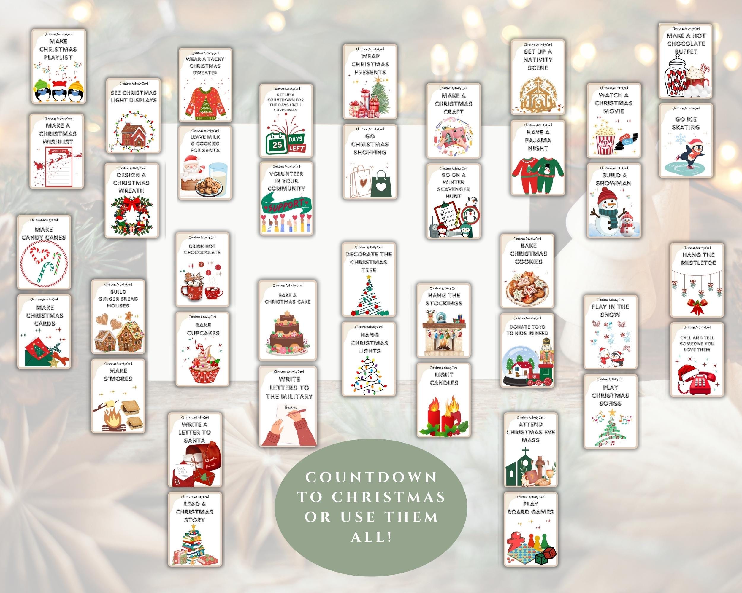 25 Christmas Advent Activity Cards, Advent Calendar, Christmas Activity ...