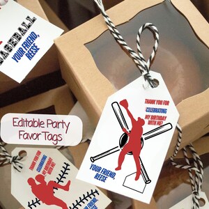 12 Editable Baseball Theme Party Favor Tag, Tag for Party Favor ...