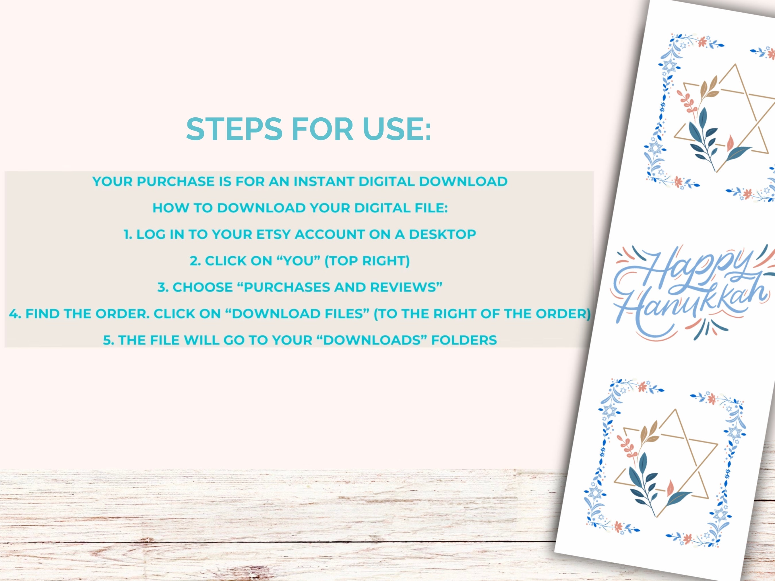 6-hanukkah Printable Bookmarks, Digital Collage Sheet, Festive Holiday ...