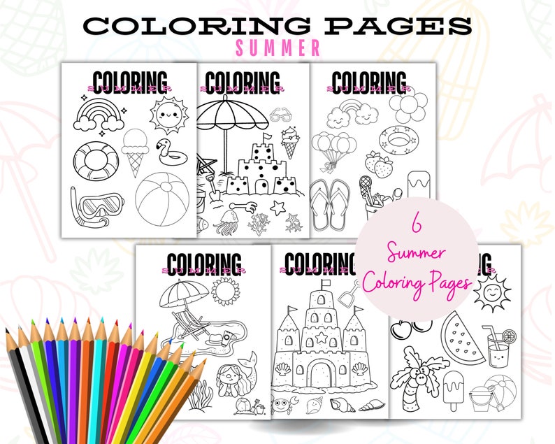 Summer Coloring Pages, Preschool Activity, Print and Color, Perfect for ...