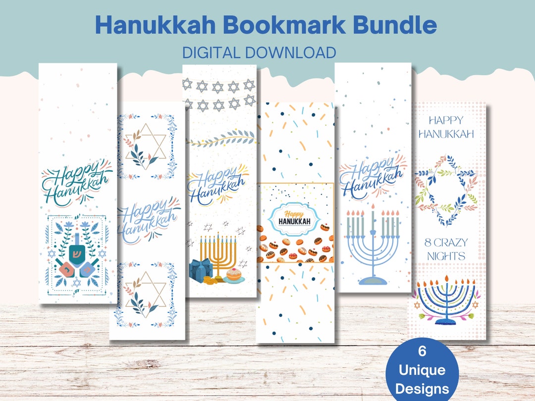 Hanukkah Printable Bookmarks, Digital Collage Sheet, Festive Holiday ...