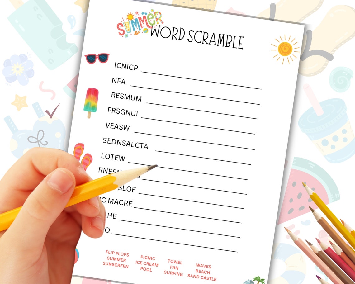 Summer Word Scramble Game: Beach Vacation Party (digital Download) - Etsy