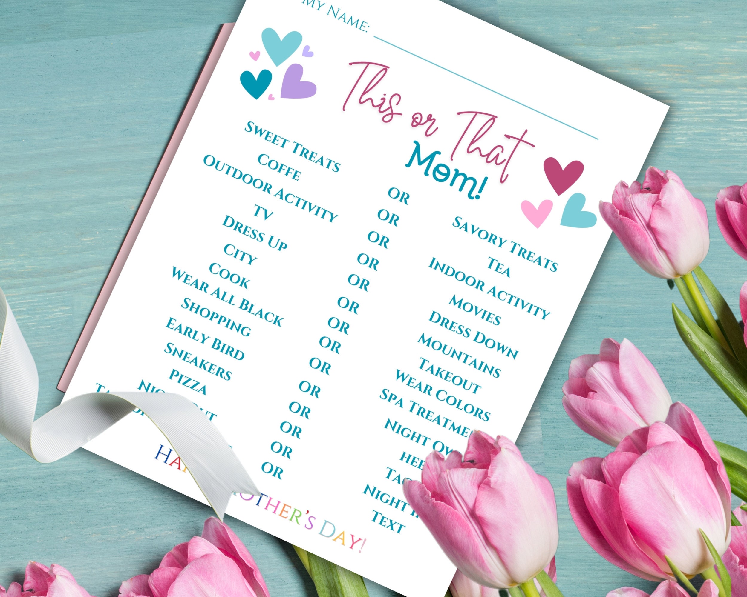 Printable, This or That Mom, All About Mom, Mother's Day Printable ...