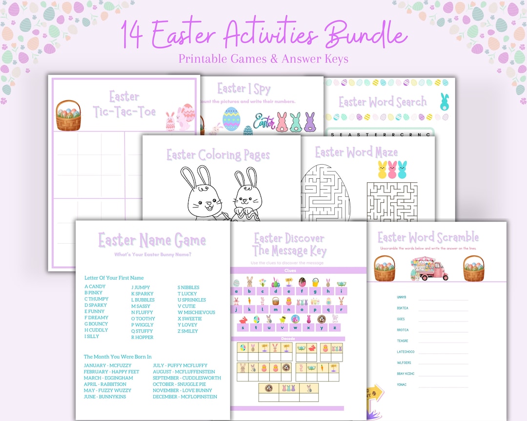 14 Easter Activities for Kids, Game Bundle for Easter, Kids Games ...