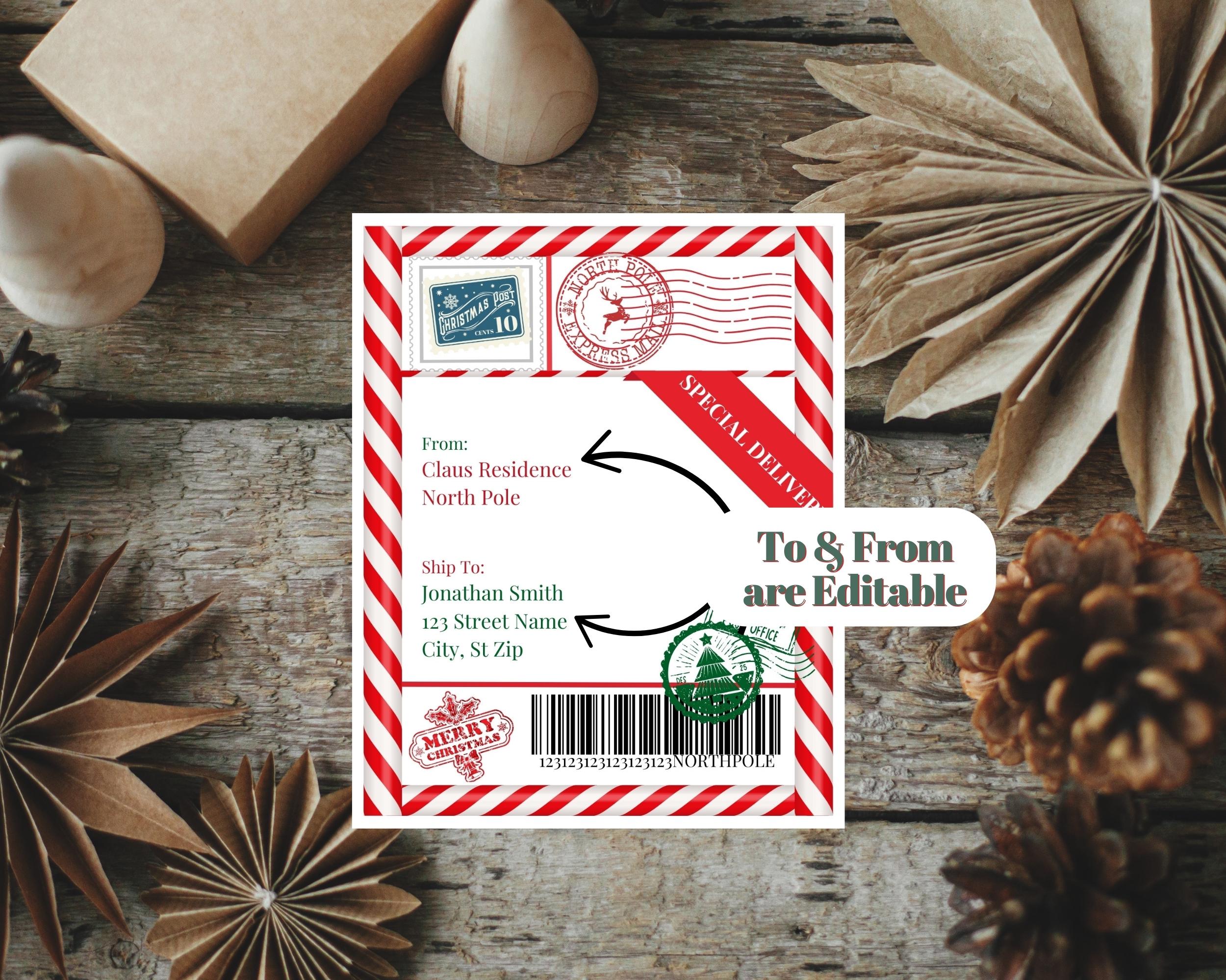 Editable Santa Mailing Label, Christmas Gift, Christmas Label ...