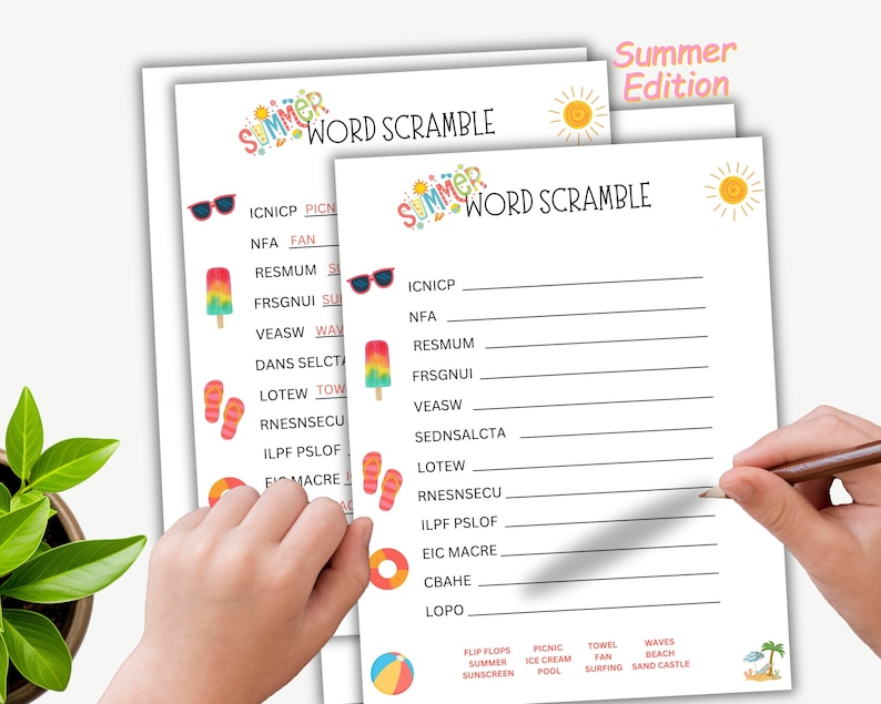 Summer Word Scramble Game: Beach Vacation Party (digital Download) - Etsy
