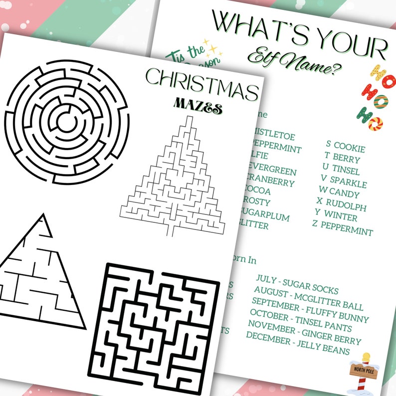 Christmas Activity Bundle: Games & Coloring Pages (digital Download) - Etsy