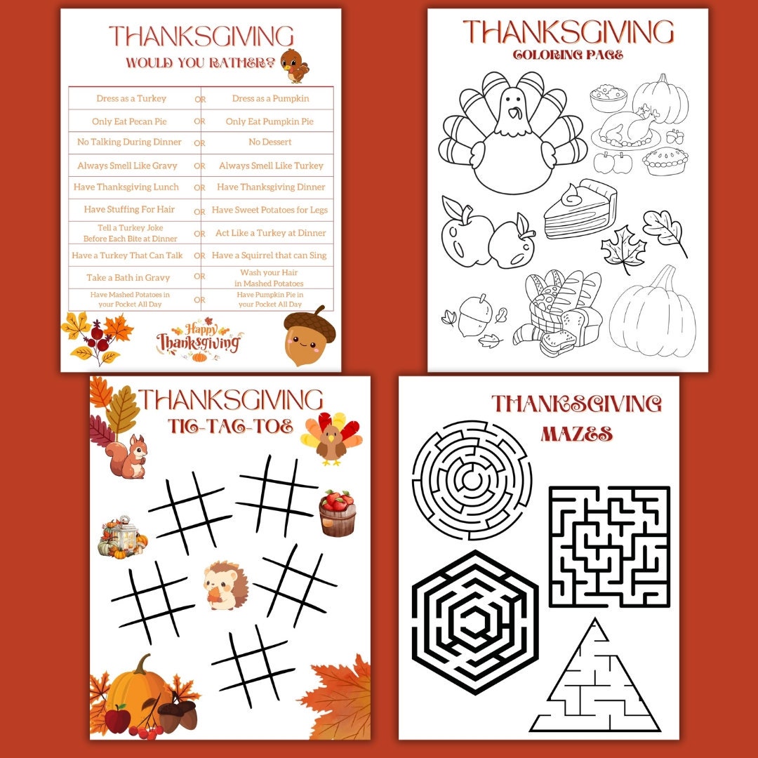 4 Pack Thanksgiving Game Bundle, Thanksgiving Printable, Digital ...