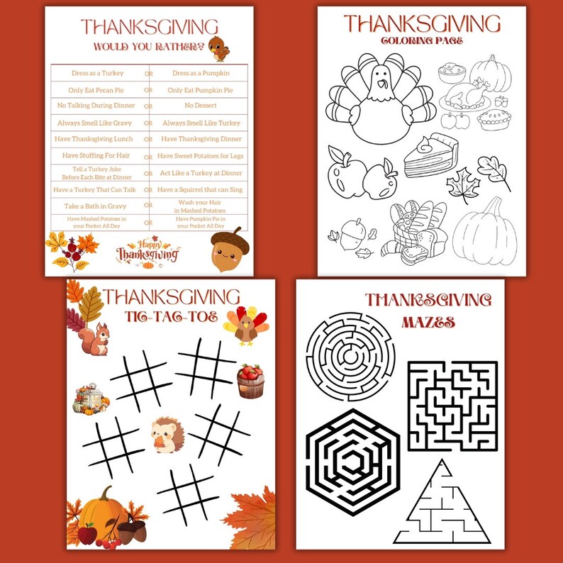 4 Pack Thanksgiving Game Bundle, Thanksgiving Printable, Digital ...