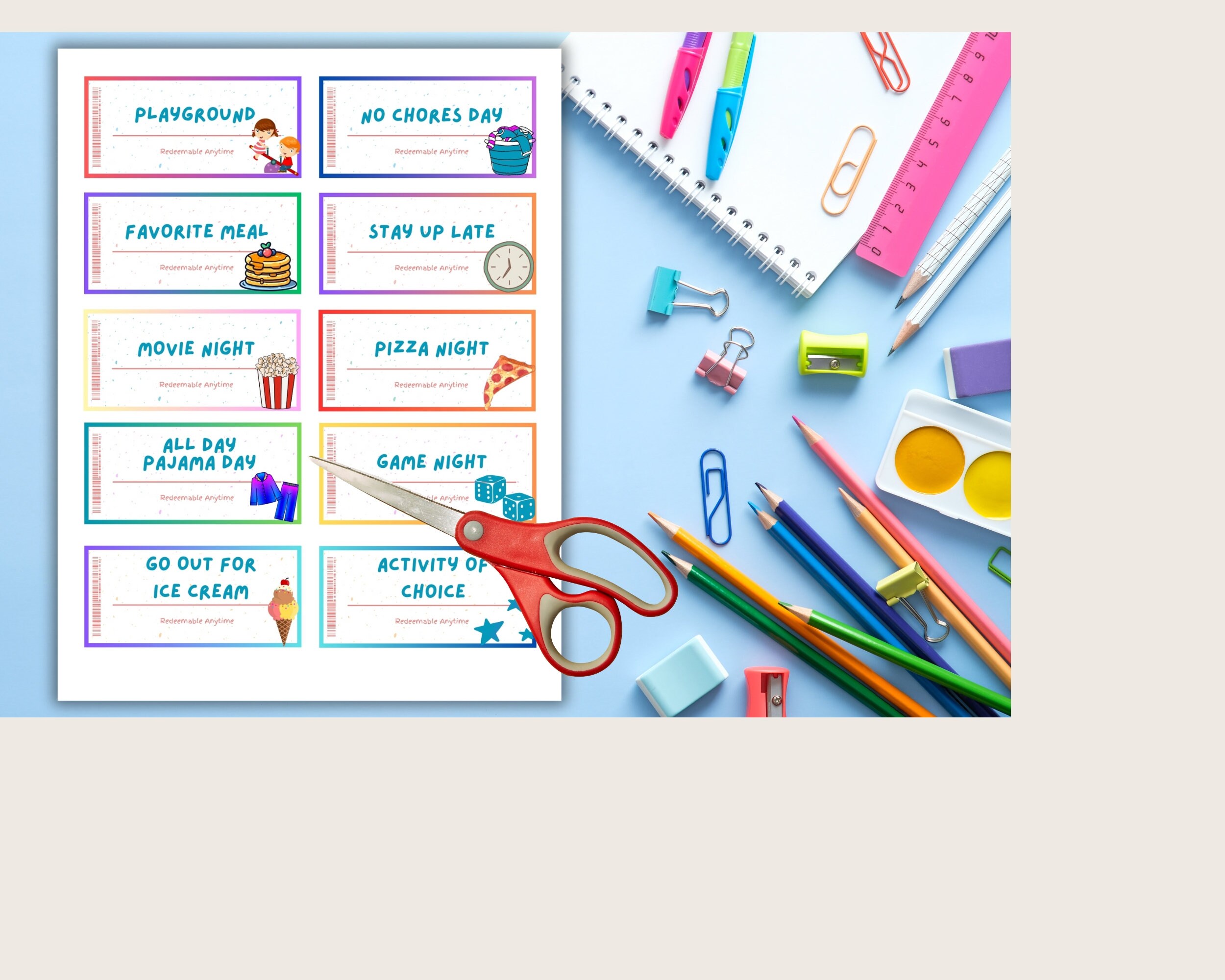 Editable Kids Chore Chart & Reward Coupons (printable) - Etsy