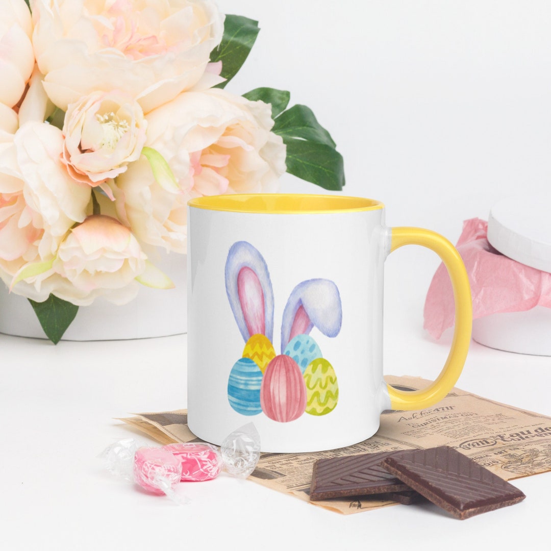 Easter Bunny Eggs Mug With Color Inside, Coffee Mug, Easter Coffee Mug ...