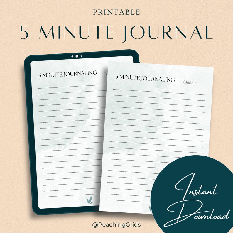 5 Minute Journaling Page Printable Five Minute Journal - Etsy