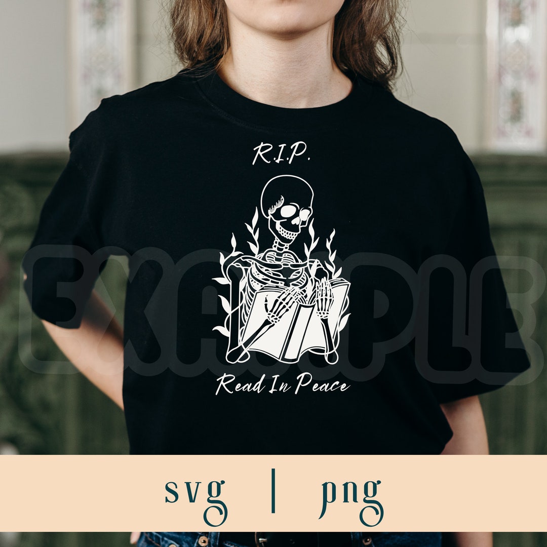 Read in Peace SVG PNG, Book RIP Svg Png, Skull Svg, Halloween Book Svg ...