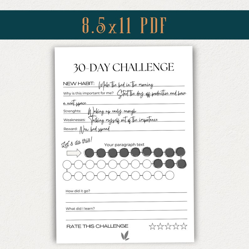 30 Day Challenge, Goal Setting, Progress Tracker, Habit Forming, White ...