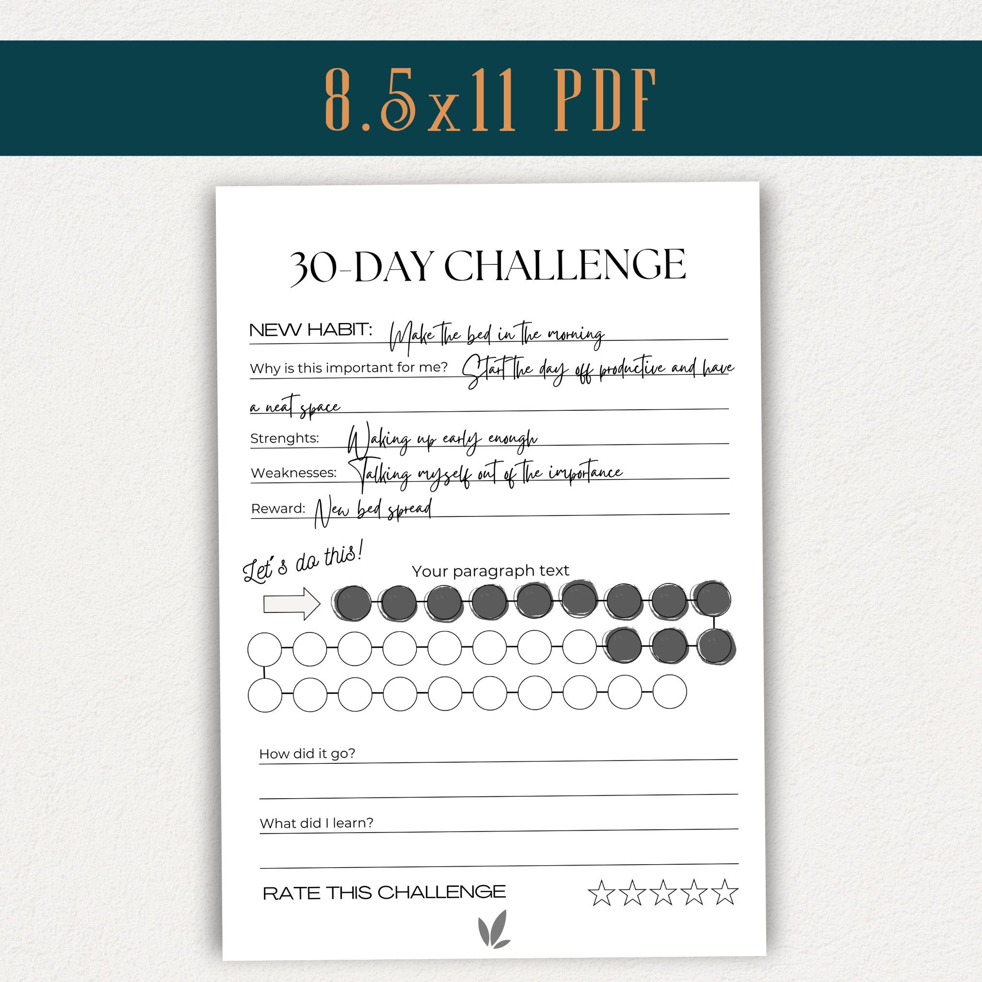 30 Day Challenge Goal Setting Progress Tracker Habit - Etsy
