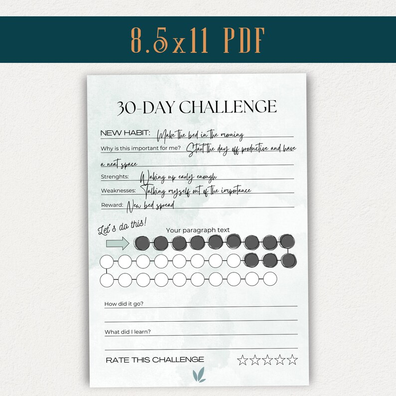 30 Day Challenge, Goal Setting, Progress Tracker, Habit Forming - Etsy