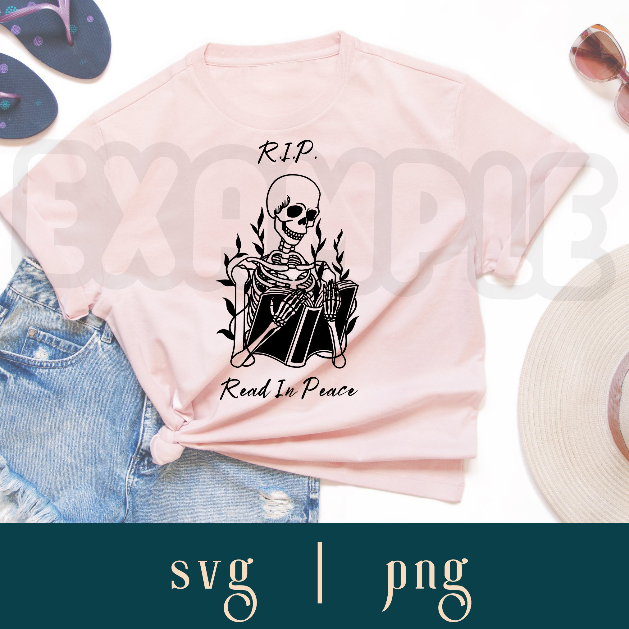 Read in Peace SVG PNG, Book RIP Svg Png, Skull Svg, Halloween Book Svg ...