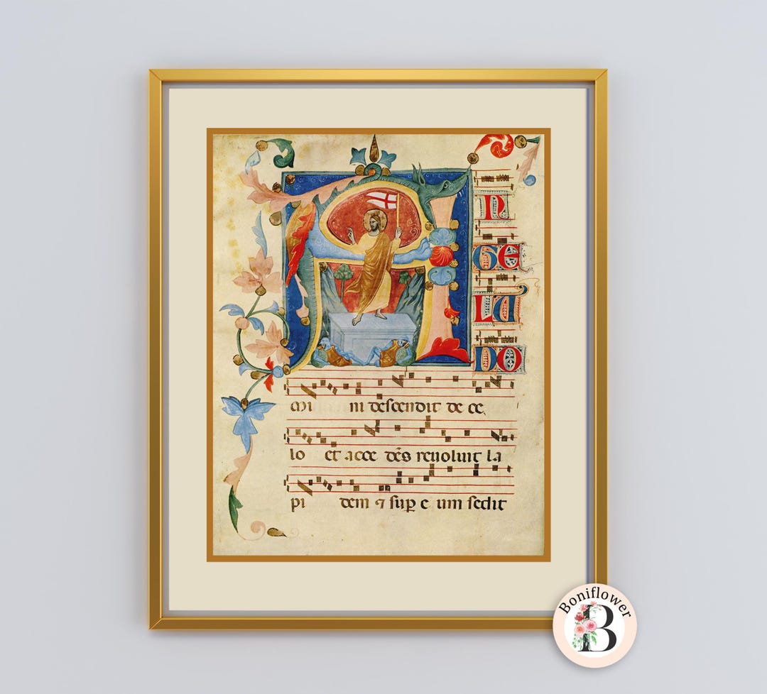 Jesus Christ Resurrection Reproduction Illuminated Manuscript Medieval ...