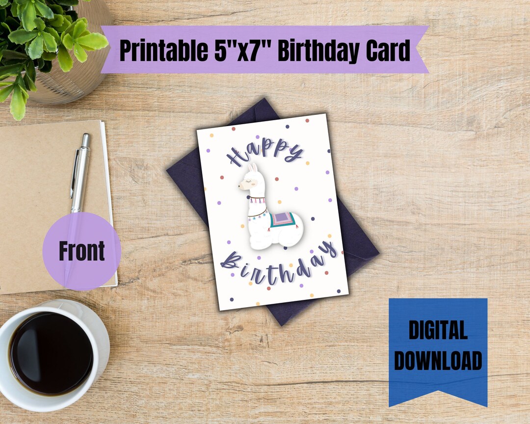 Printable Llama Birthday Card Printable Birthday Card - Etsy