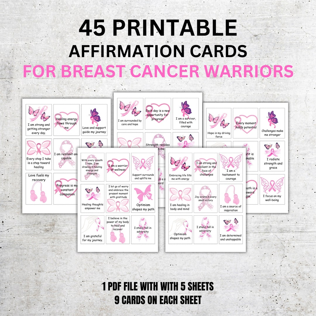 Affirmation Cards for Breast Cancer Patient With White Background, Gift ...