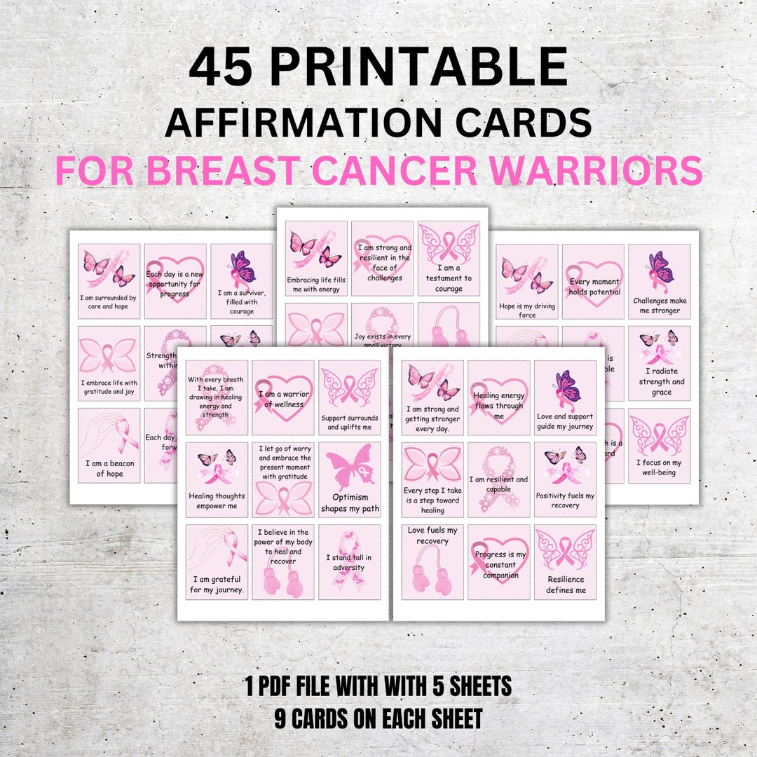 Affirmation Cards for Breast Cancer Patient With Pink Background, Gift ...