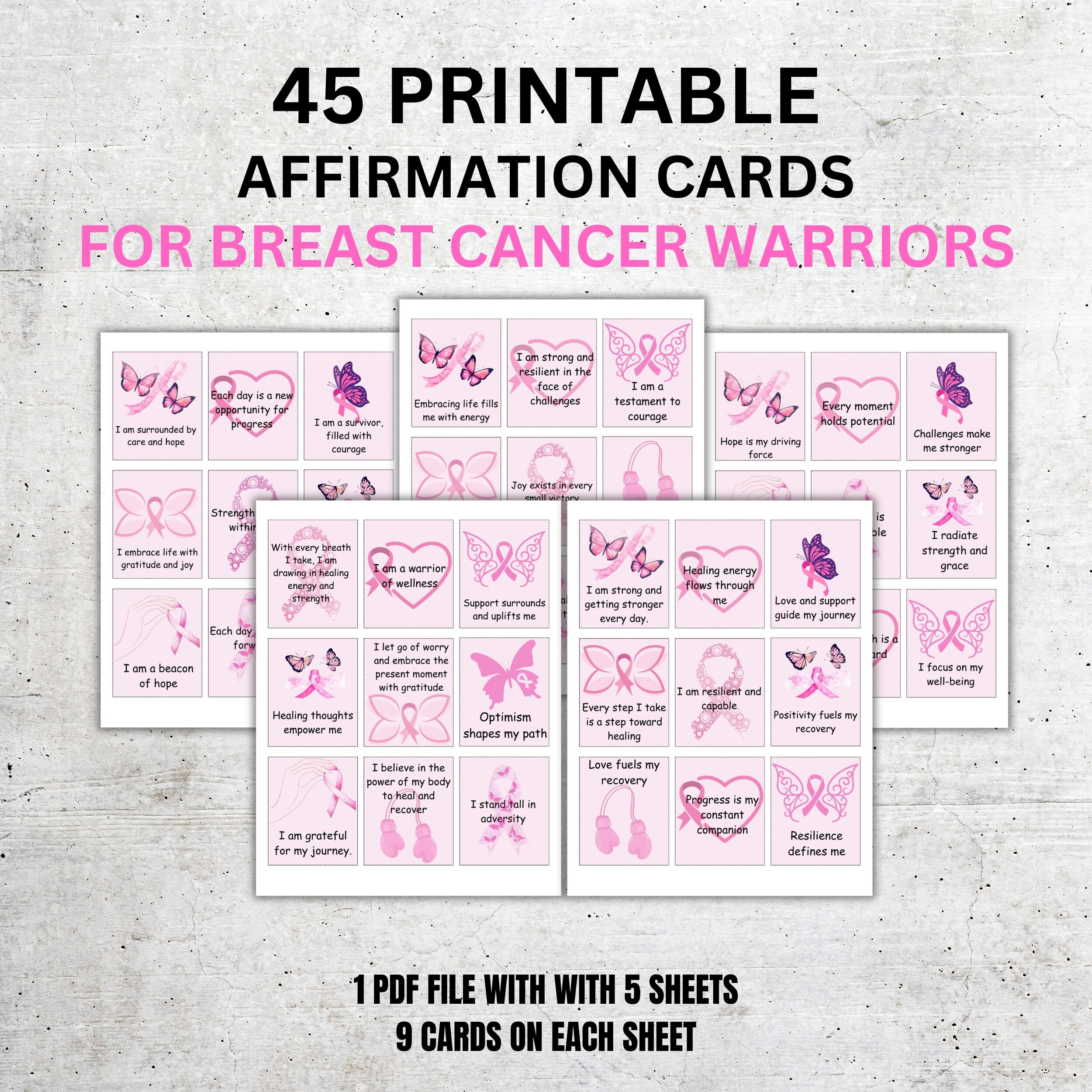 Affirmation Cards for Breast Cancer Patient With Pink Background, Gift ...